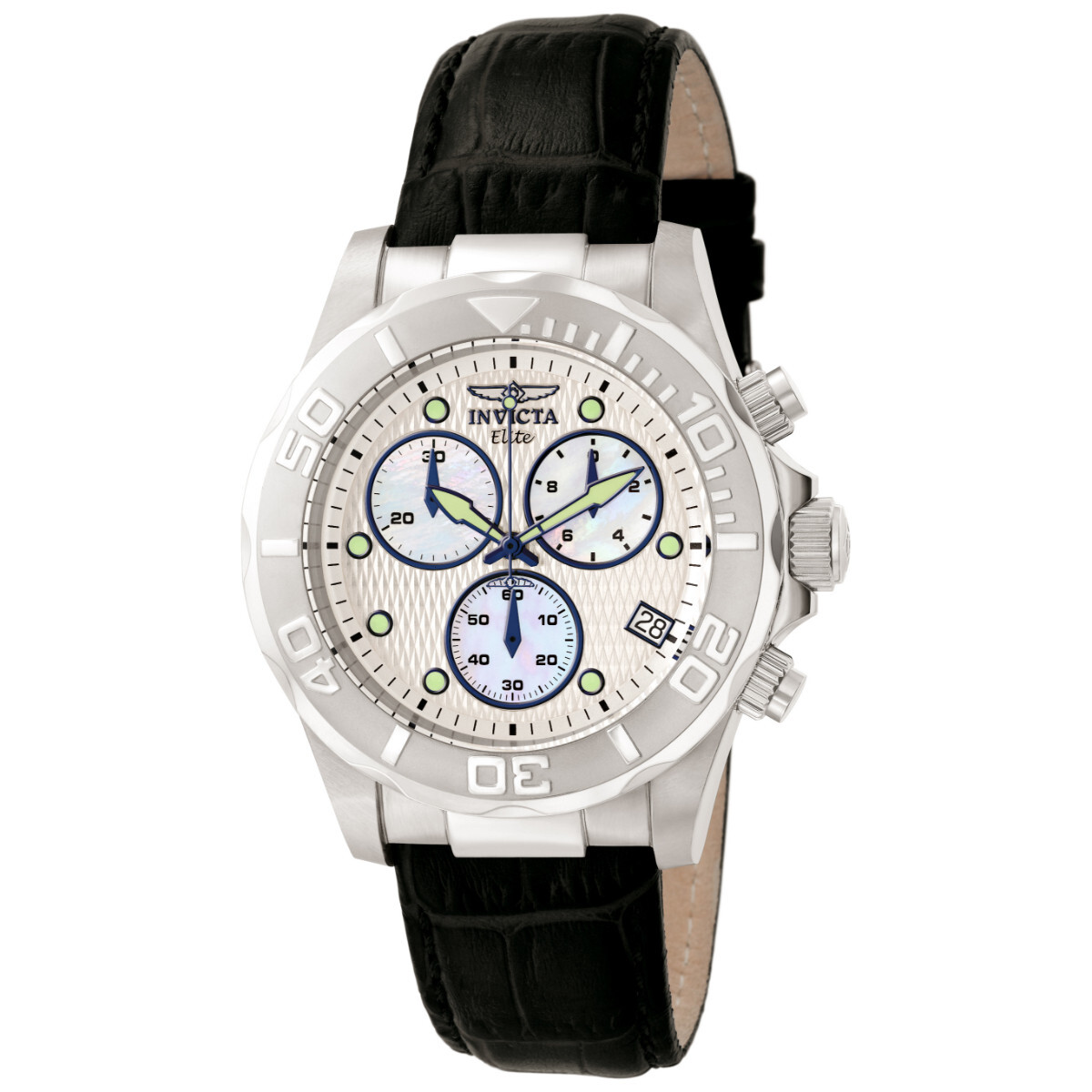 Invicta 1719 Pro Diver Elite 44mm Swiss Quartz Chrono Leather Strap ...