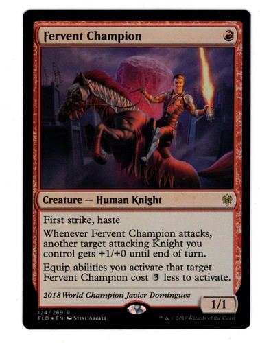 MTG FERVENT CHAMPION THRONE OF ELDRAINE FOIL RARE RED CREATURE LP/NM ...