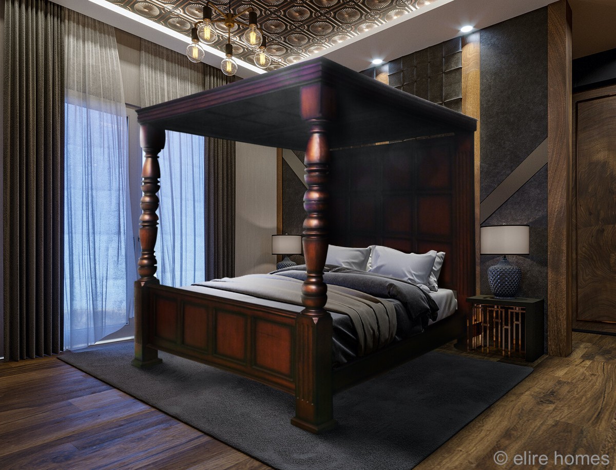 Early Tudor Style Hand Carved Solid Oak Four Poster Bed