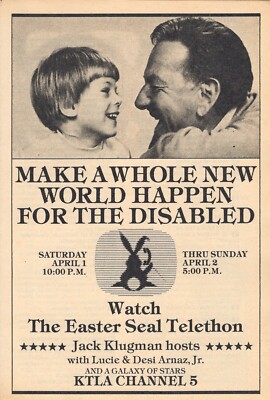 1978 KTLA TV AD ~ JACK KLUGMAN EASTER SEAL TELETHON Lucie & Desi Arnaz ...