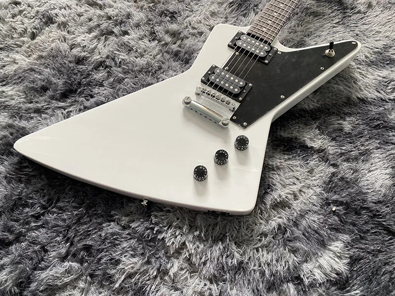 Factory Customized Electric Guitar Explorer White Color Black Hardware ...