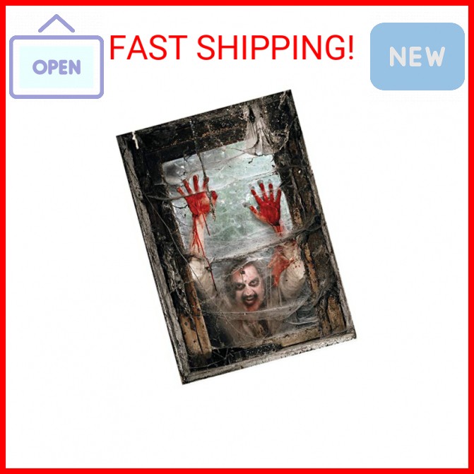 Fun Express Zombie Window Backdrop Banner (2pc) Scary Halloween Home ...