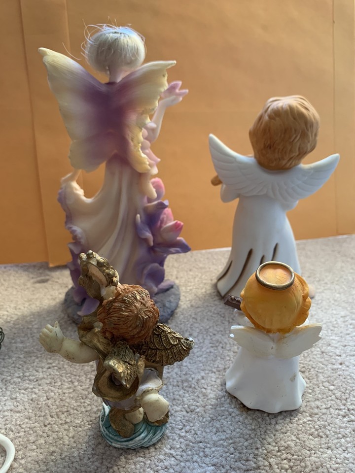 Angel Figurines Made With Ceramic/Porcelain/Other Materials Lot Of 7 ...