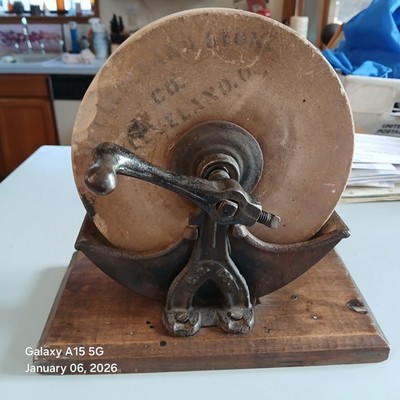 Antique CS Co Hand Crank Grinding Wheel Cast Iron Shapening Stone | eBay