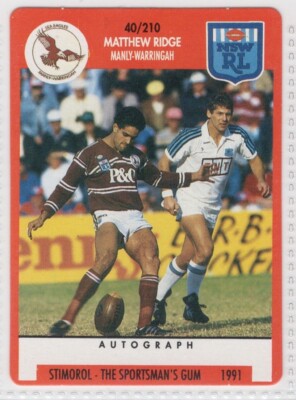 🔥 1991 Scanlens MATTHEW RIDGE 40 of 210 🔥 FREE POSTAGE | eBay Australia