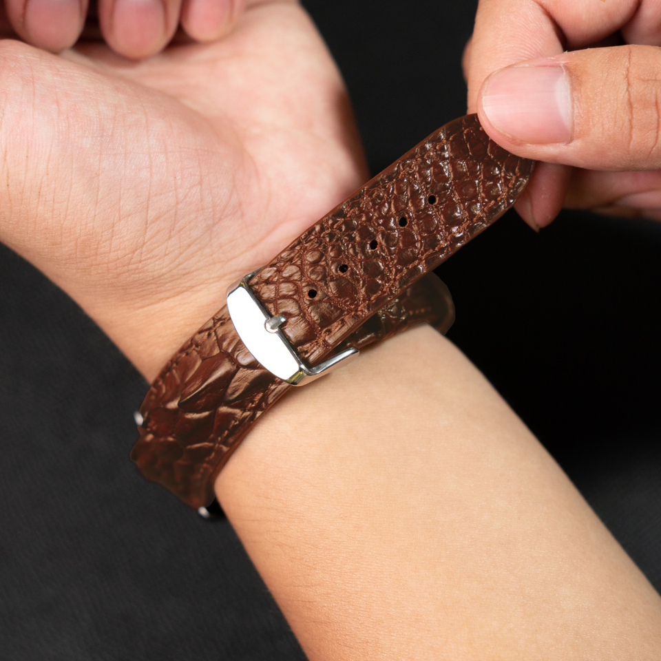 Hornback Leather Watch Strap, Men Quick Release Watch Band Buckle 18mm ...