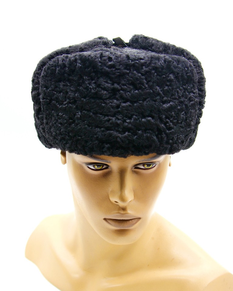 Fur Hat Men's Winter Astrakhan Trapper Ear Flap Classic Ushanka Black ...