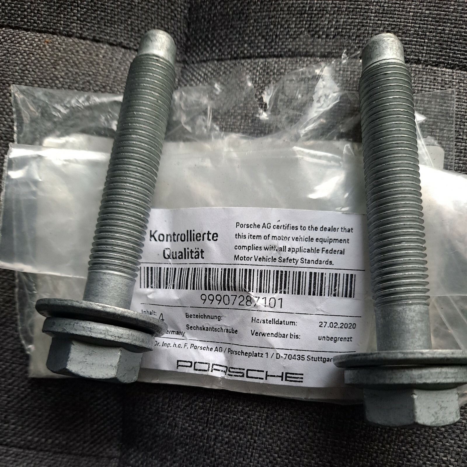 GENUINE PORSCHE AUDI HEXAGON HEAD BOLT 2X 99907287101 | eBay