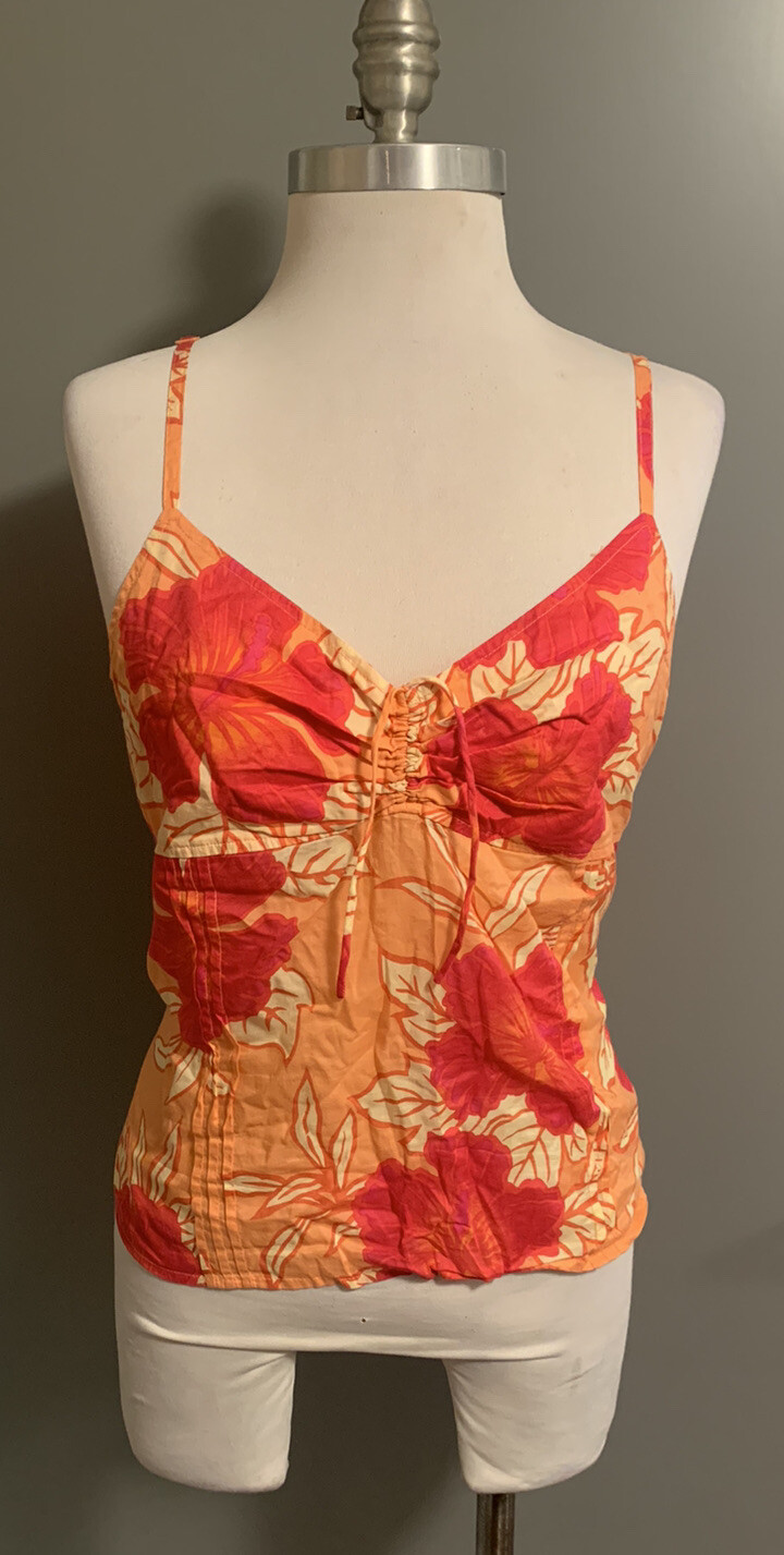 New York & Company Summer Floral Blouse Side Zip Tank Top Shirt Women’s ...