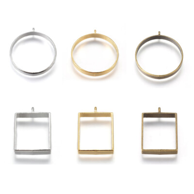 10x Alloy Open Back Bezel Big Pendants Hollow Mold Frame Pendants DIY ...