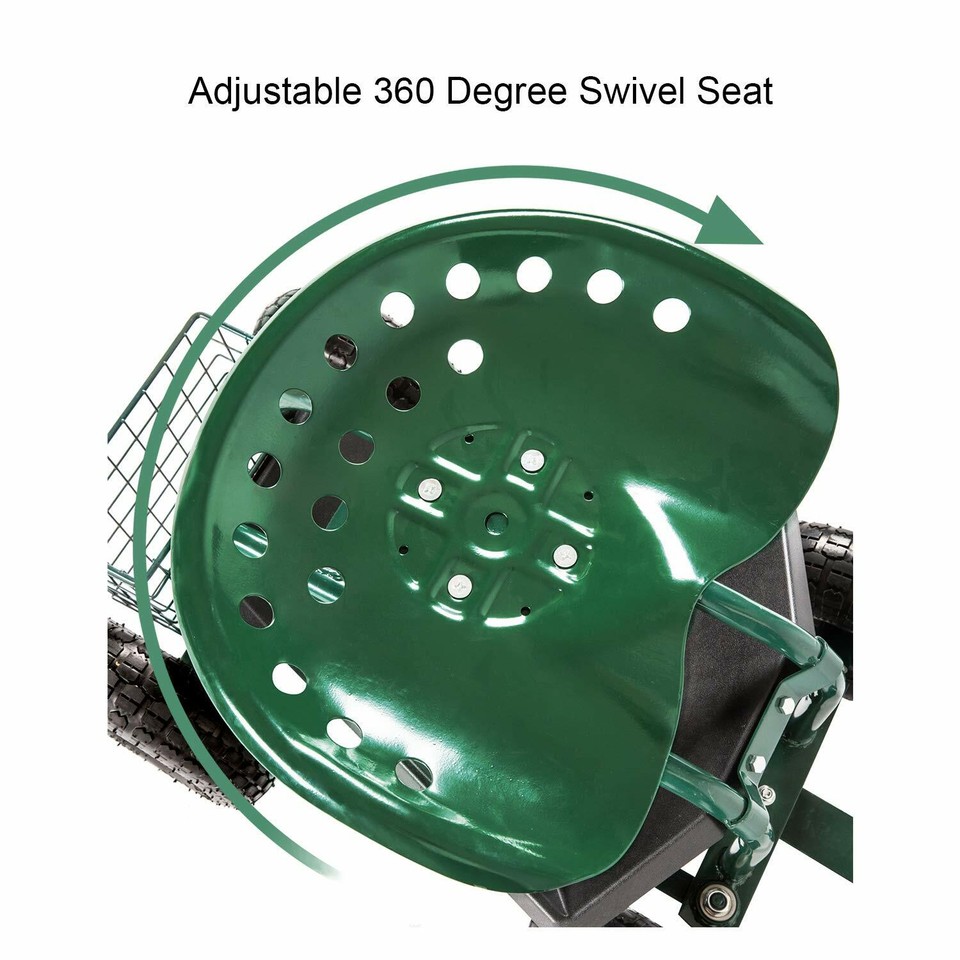 Green Outdoor Garden Swivel Seat Rolling Wheels Weeding Chair Planting ...