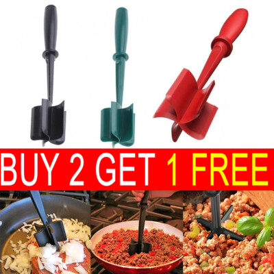 1x Non Stick Mince Meat Masher Beef Ground Chopper Resistant Heat ...