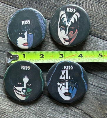 KISS BUTTON Pin Badge 1978 Solo Albums 4pc Set Logo 2 1/4" Aucoin ...