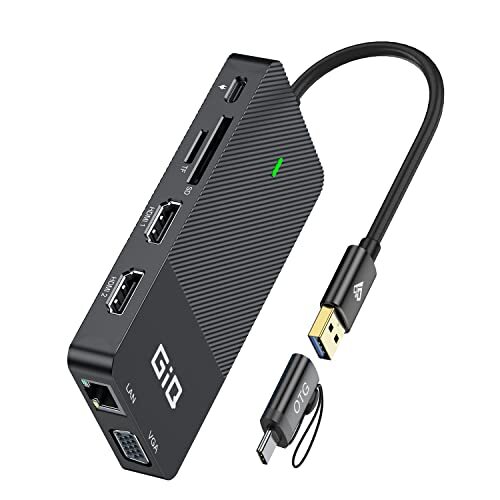 GIQ USB C Hub USB 3.0 auf Dual HDMI VGA Adapter Triple Display Laptop ...