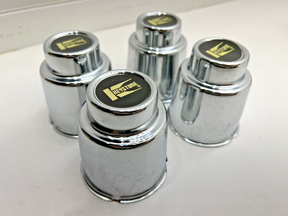 Keystone Wheels Center Caps Push Through Style Rim Covers Chrome Emblem ...