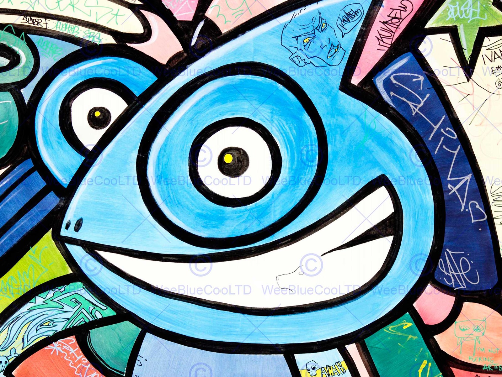 PAINTING ILLUSTRATION GRAFFITI STREET LIZARD GRIN ART PRINT POSTER ...