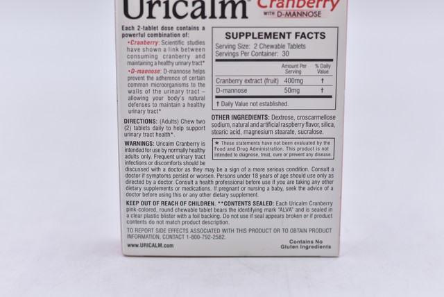 Uricalm Cranberry Plus D-mannose Berry 60 Chewable Tablets X2 for sale ...