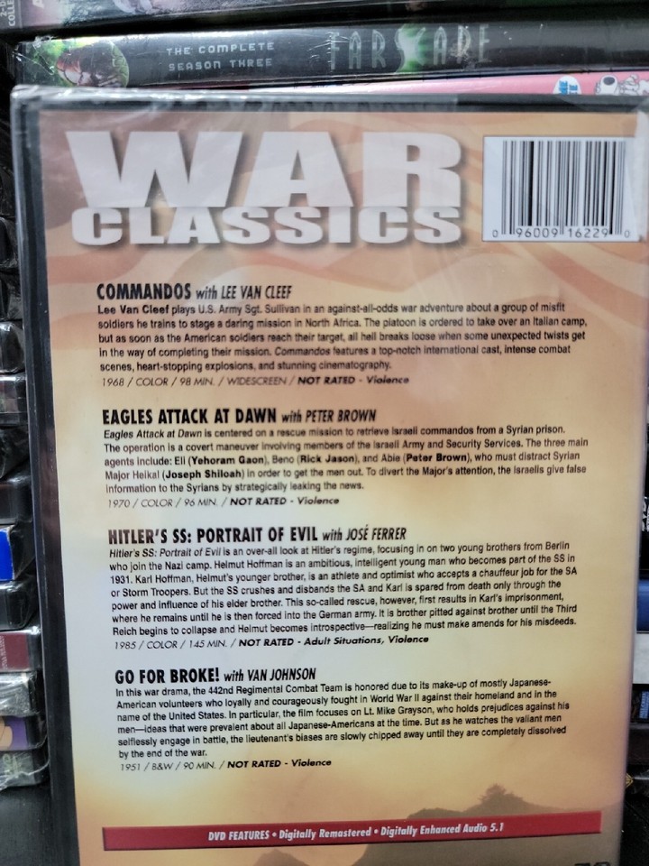 War Classics DVD 2003 4 Feature Films NR Military Ops WWII 442 NEW ...