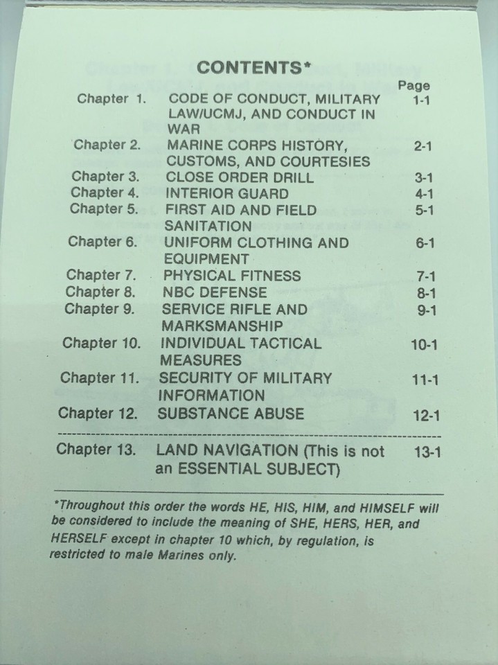 US MARINE CORPS Guidebook Handbook Of Essential Subjects Training Book ...