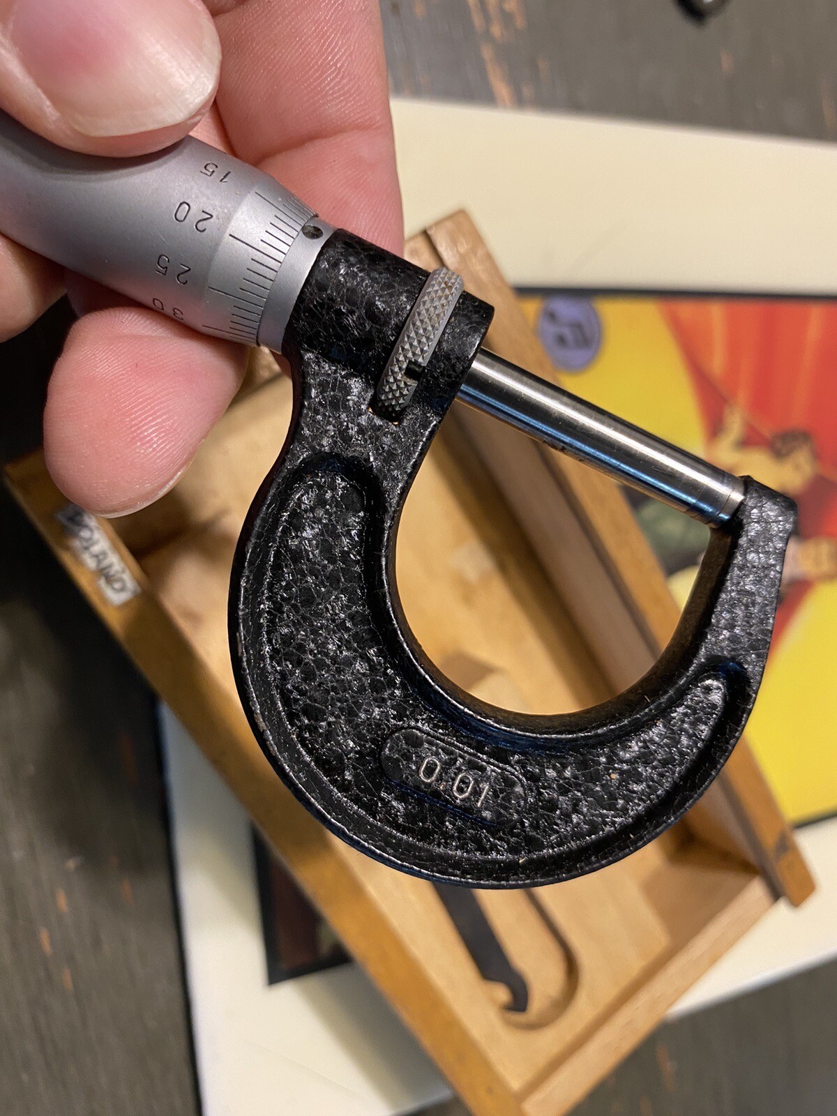 Vintage FOWLER Mikrometer 0-25mm 0.01mm Poland micrometer with orignal ...