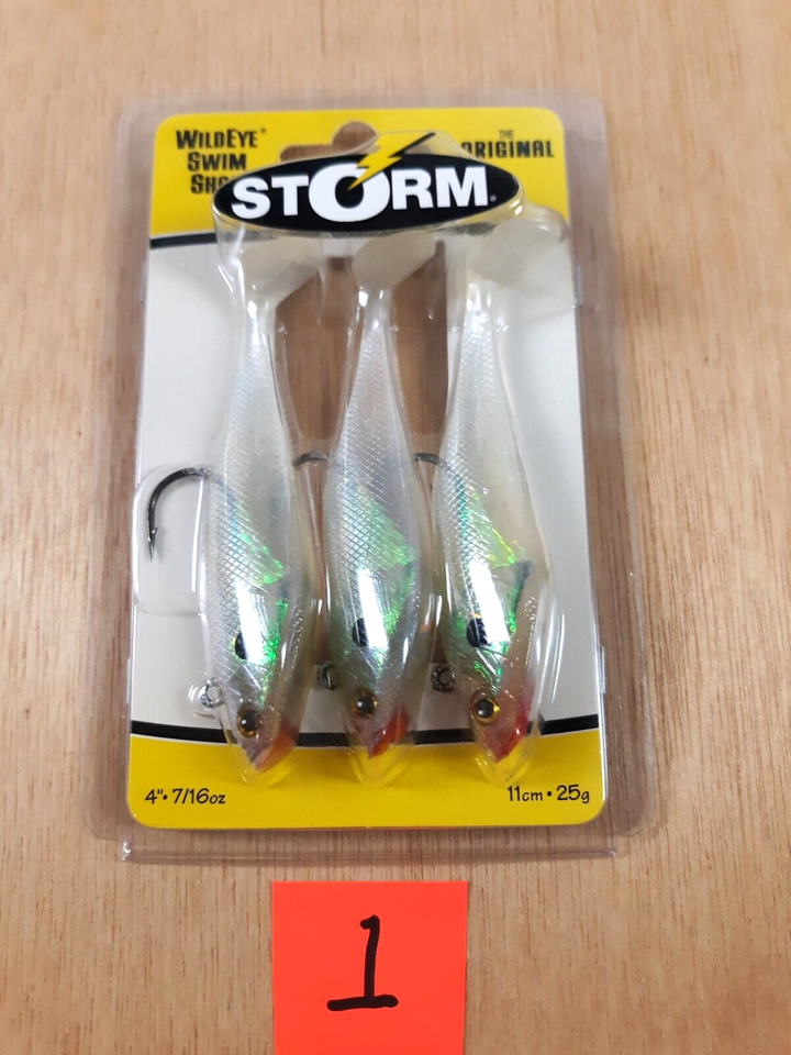 Storm Lures 4" 7/16 oz Wild-Eye Swim Shad 3 Paks, 3 Colors NIB...Sold ...