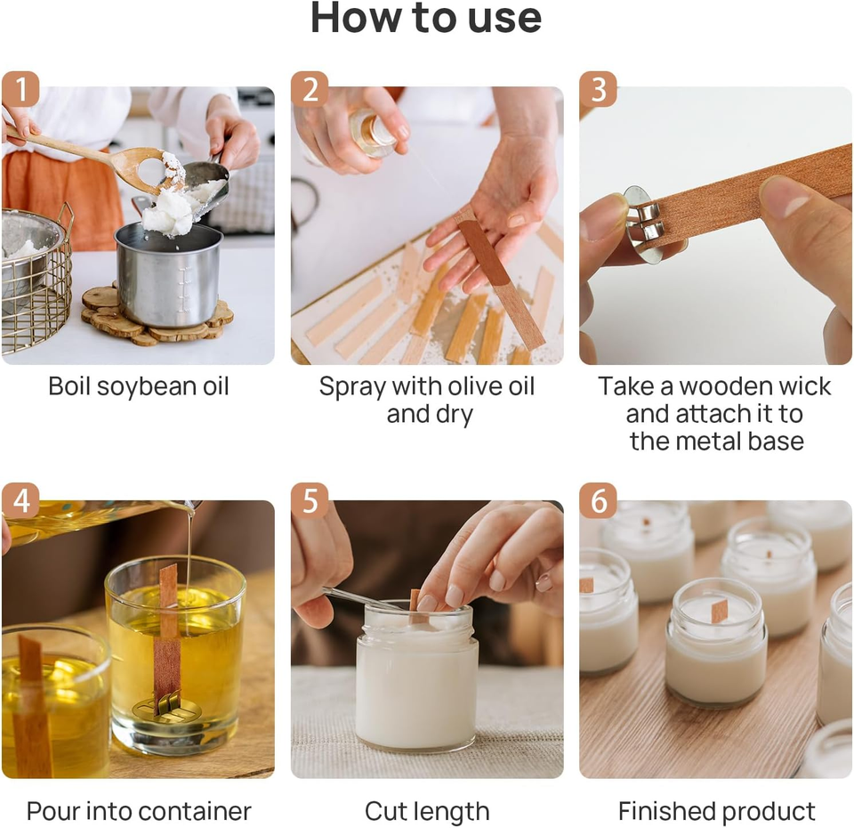 Wooden Candle Wicks, 100 Pcs Wood Wicks Candle Making Wicks with Stand ...