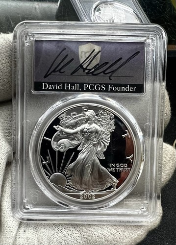 2002-W Proof Silver Eagle PCGS PR 70 DCAM - David Hall Autograph ...