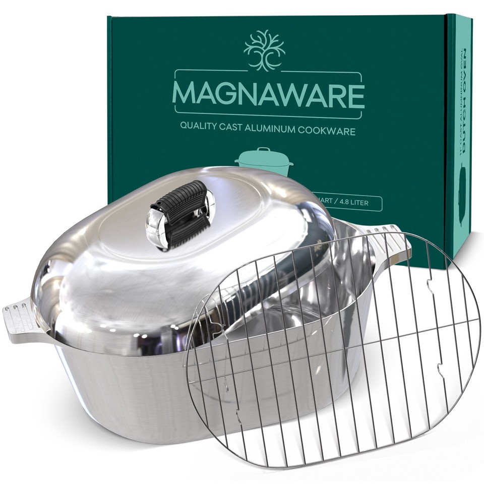 MAGNAWARE Quality Cast Aluminum Oval Dutch Oven - Lightweight Cajun ...