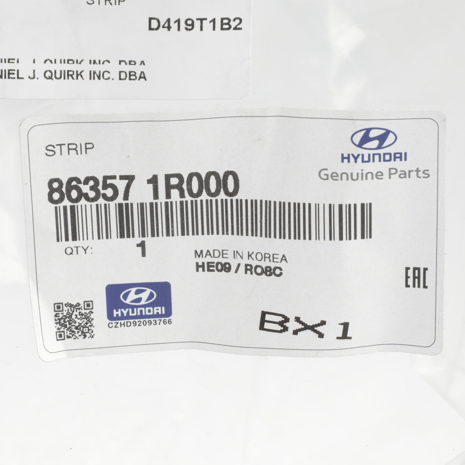 OEM NEW HYUNDAI 2012-2017 Accent Front Bumper Spoiler Seal Strip 86357 ...