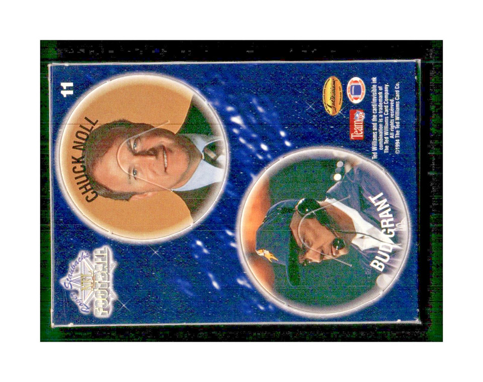 Chuck Noll / Bud Grant 1994 Ted Williams Roger Staubach's NFL #11 POG ...
