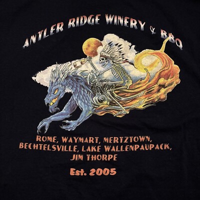 Antler Ridge Winery Jim Thorpe Pa Skeleton Dragon T Shirt Size XL Blue ...