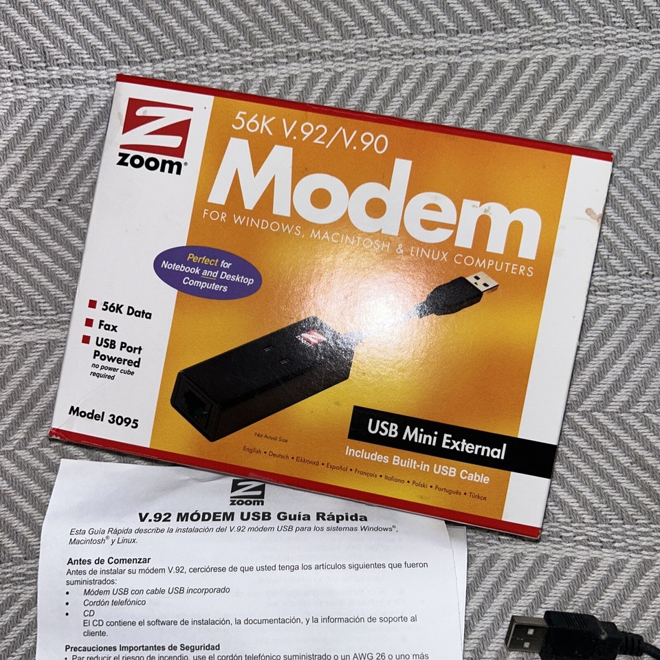ZOOM Model 3095 56K V.92/V.90 USB Modem Mini External - Windows, Mac ...
