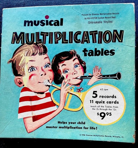 Musical Multiplication Table 45rpm record set VTG 1950's READ ...
