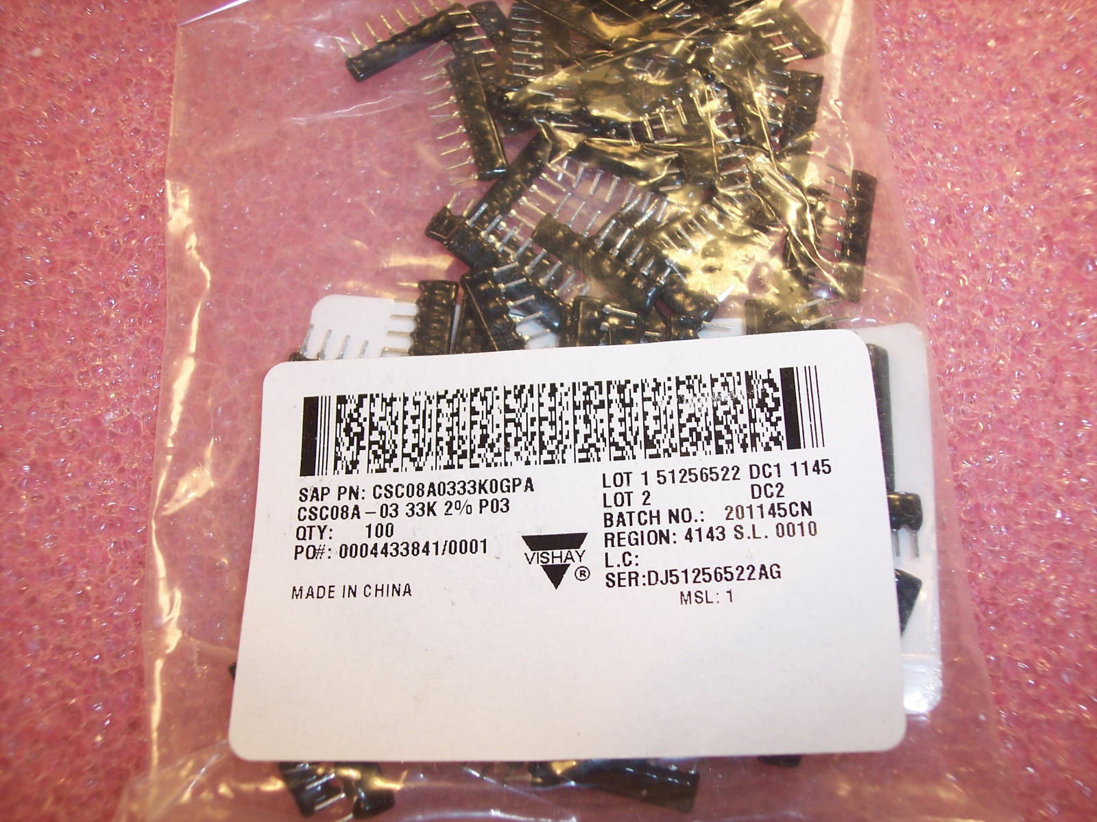 QTY (100) 33K Ohm 8 PIN SIP ISOLATED RESISTOR NETWORKS CSC08A03-33K0GPA ...