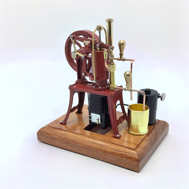 ENGINEDIY R01 Small Vertical Red Brass Manual Flywheel Start Engine ...