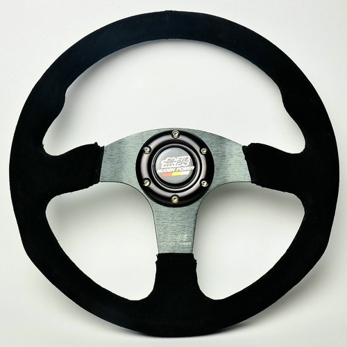 Mugen 350mm Suede Leather Red Stitch Flat Racing Steering Wheel Fit for ...