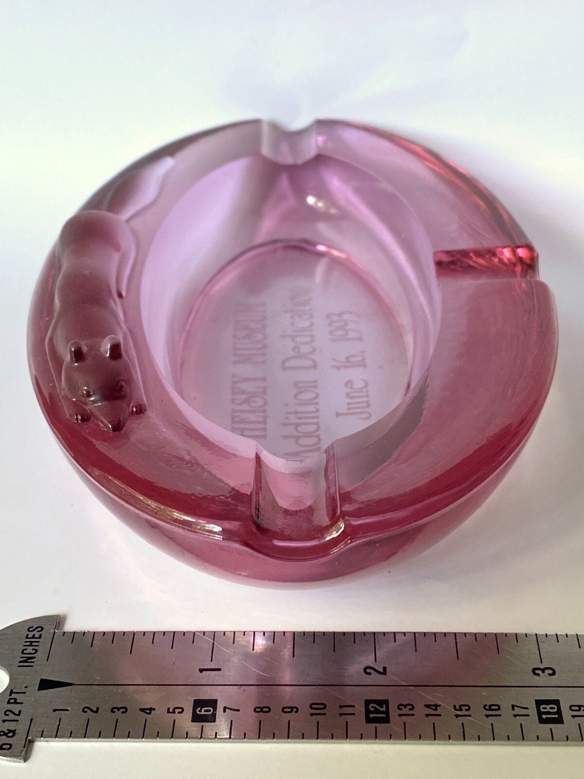 Heisey by Viking Glass Lavender Ice Sleeping Fox Ashtray 1993 Museum ...