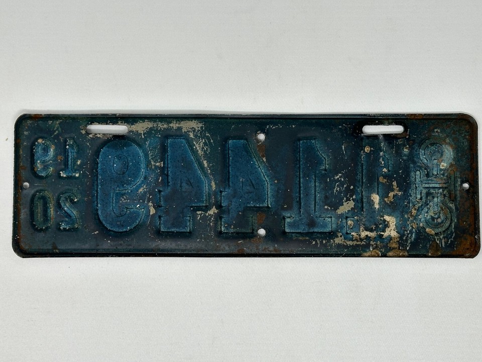 1920 Ohio Motorcycle MC License Plate - all original paint #11449 ...