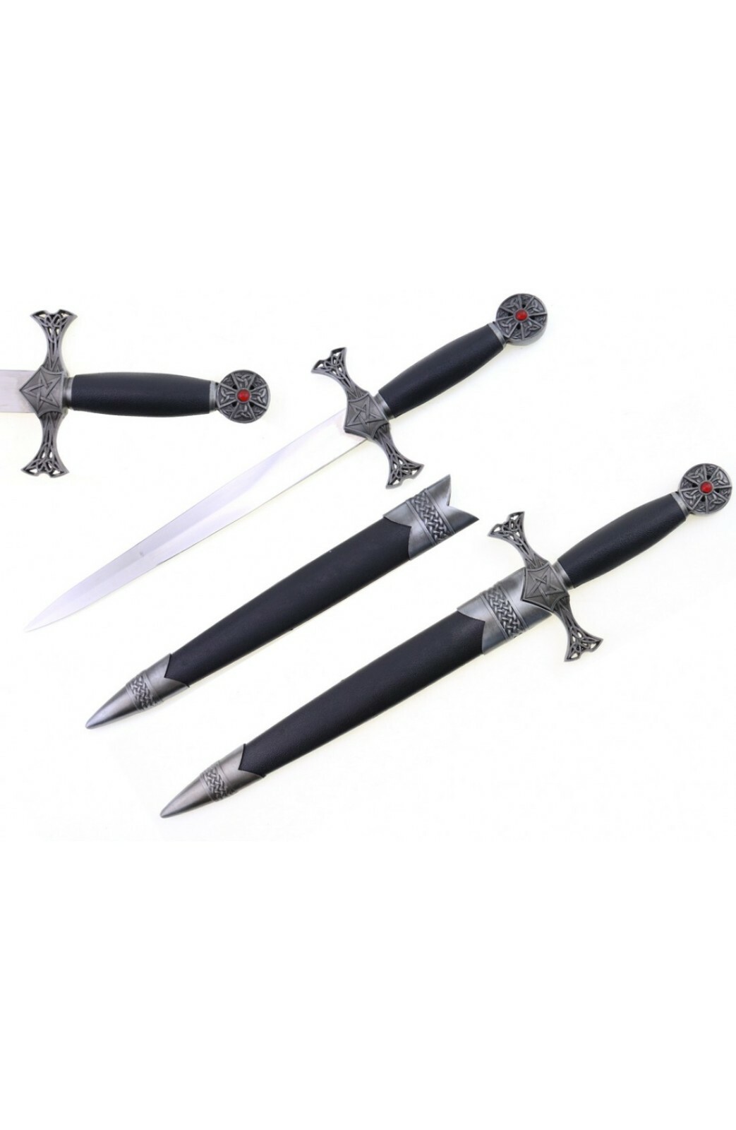 New 15" Medieval Knight's Star Triangle Fixed Blade Dagger Knife with ...