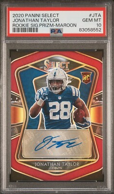 2020 Select Jonathan Taylor Rookie Signatures Prizm Maroon /60 PSA 10 ...