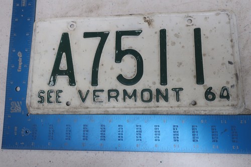Vermont License Plate Tag VT 1964 64 A7511 | eBay