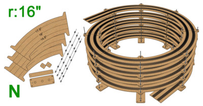 N Scale R:16" Helix For 14.5" - 16" - 17.5" Tracks for Model Train | eBay