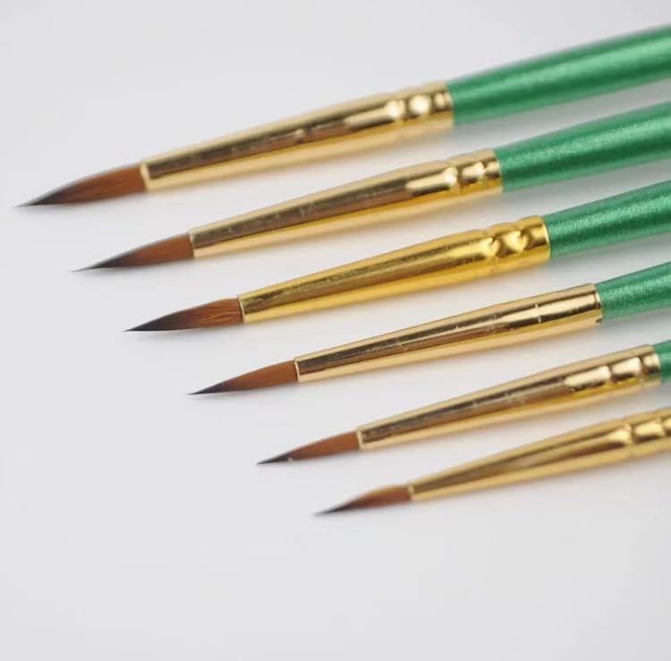 XDT#300-1 Pin Point Art Brush 6Pc #5/0#3/0#0#1#2#3 Nylon Acrylic Oil ...