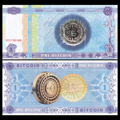 1 / One Bitcoin Paper Note, BTC, Collectibles, Not Currency, Fancy ...