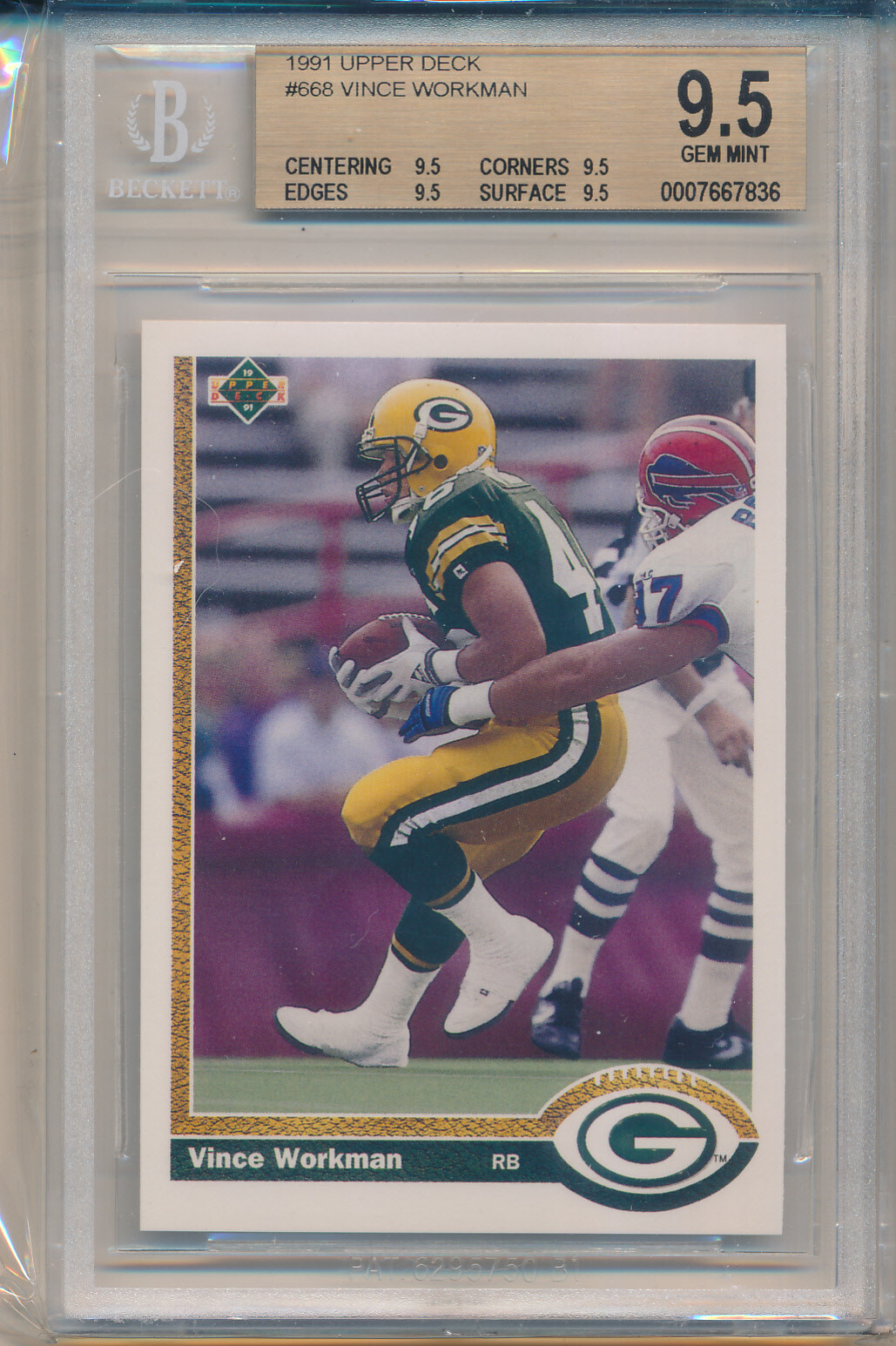 1991 Upper Deck Football Vince Workman (Rookie Card) (#668) BGS9.5 BGS ...