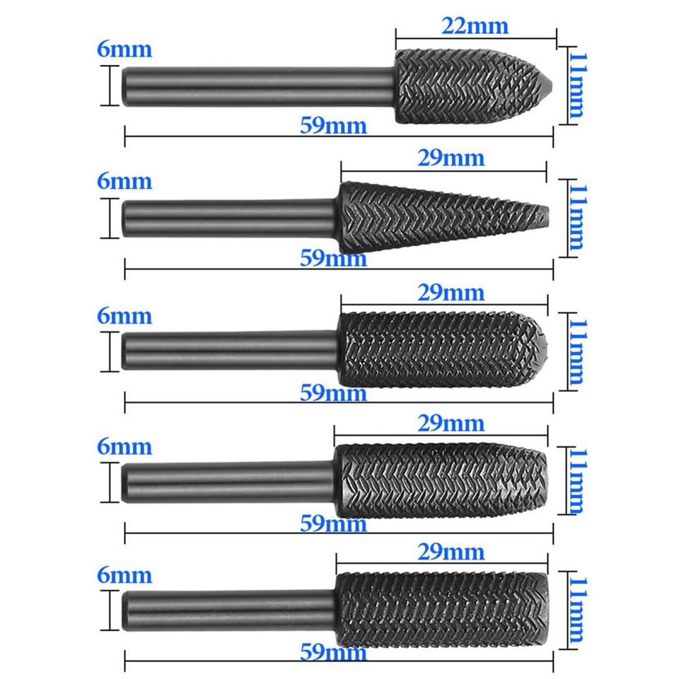 5pcs Metal Cutter Drill Bits Rotary Bits Rasp For Steel Grinding ...