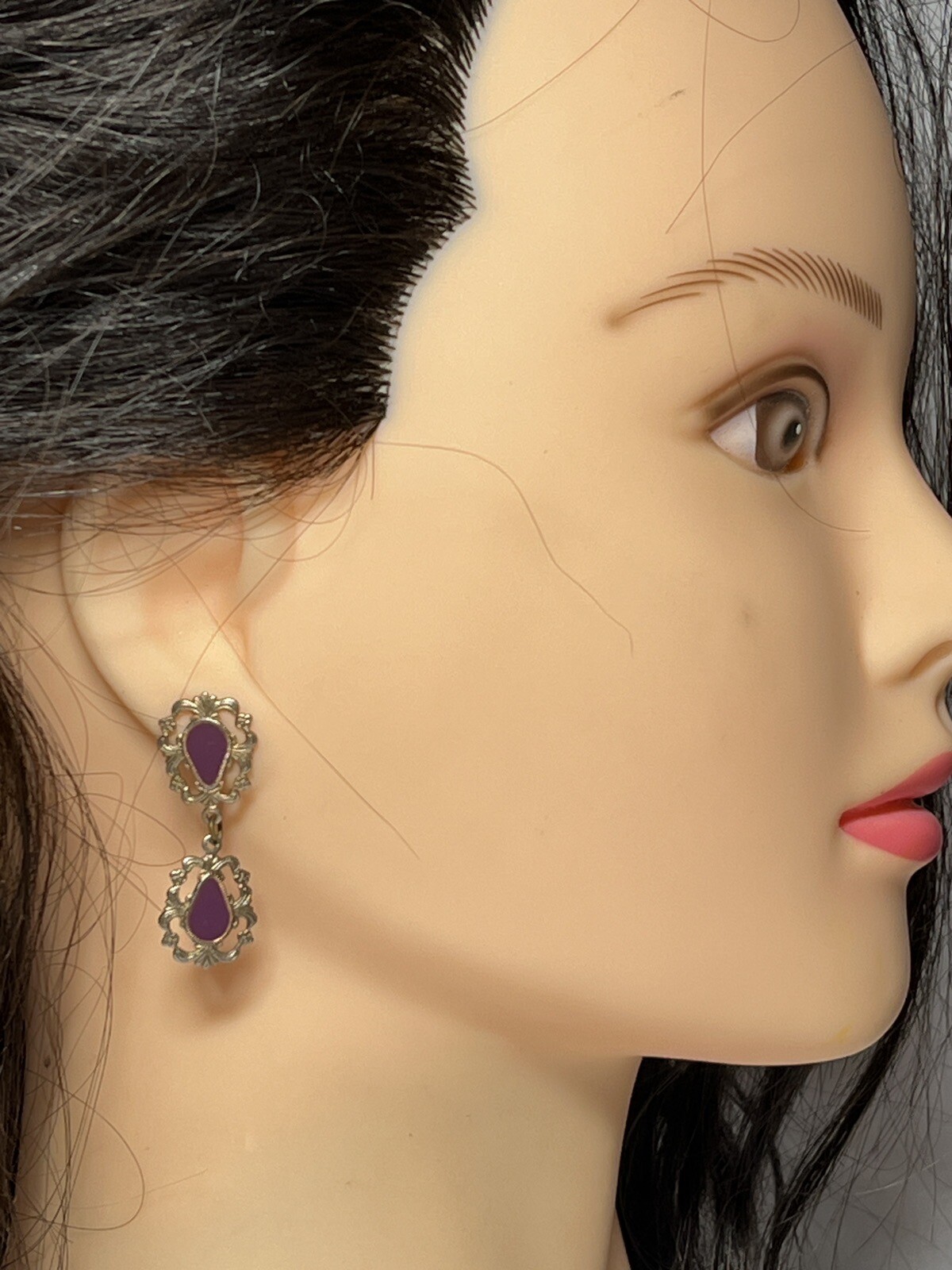 Vintage Victorian Revival Deep Purple Filigree Gold T… - Gem