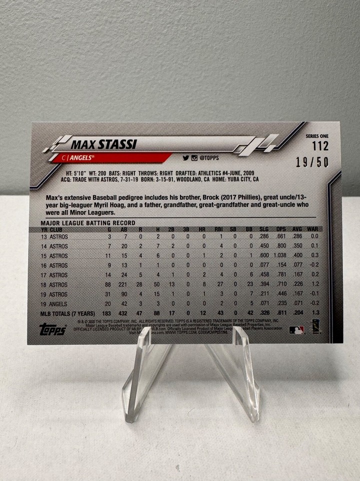 2020 Topps Series 1 Max Stassi #112 Fathers Day Blue /50 Los Angeles ...