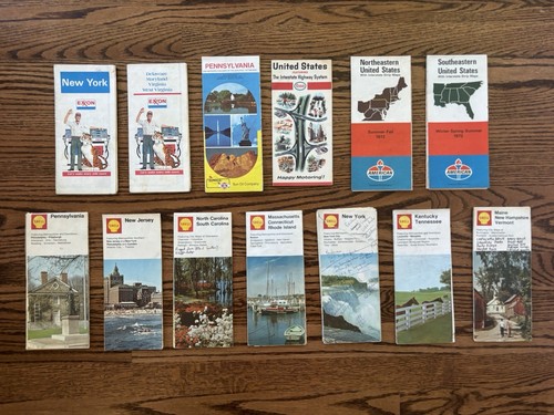 Vintage Lot of 13 Gas Station Road Maps ESSO SHELL EXXON SUNOCO ...