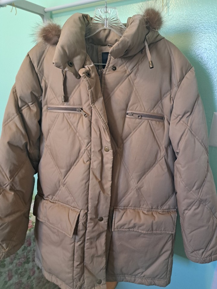 UTEX DESIGN Womens Down Feather Long Tan Winter Coat size M | eBay